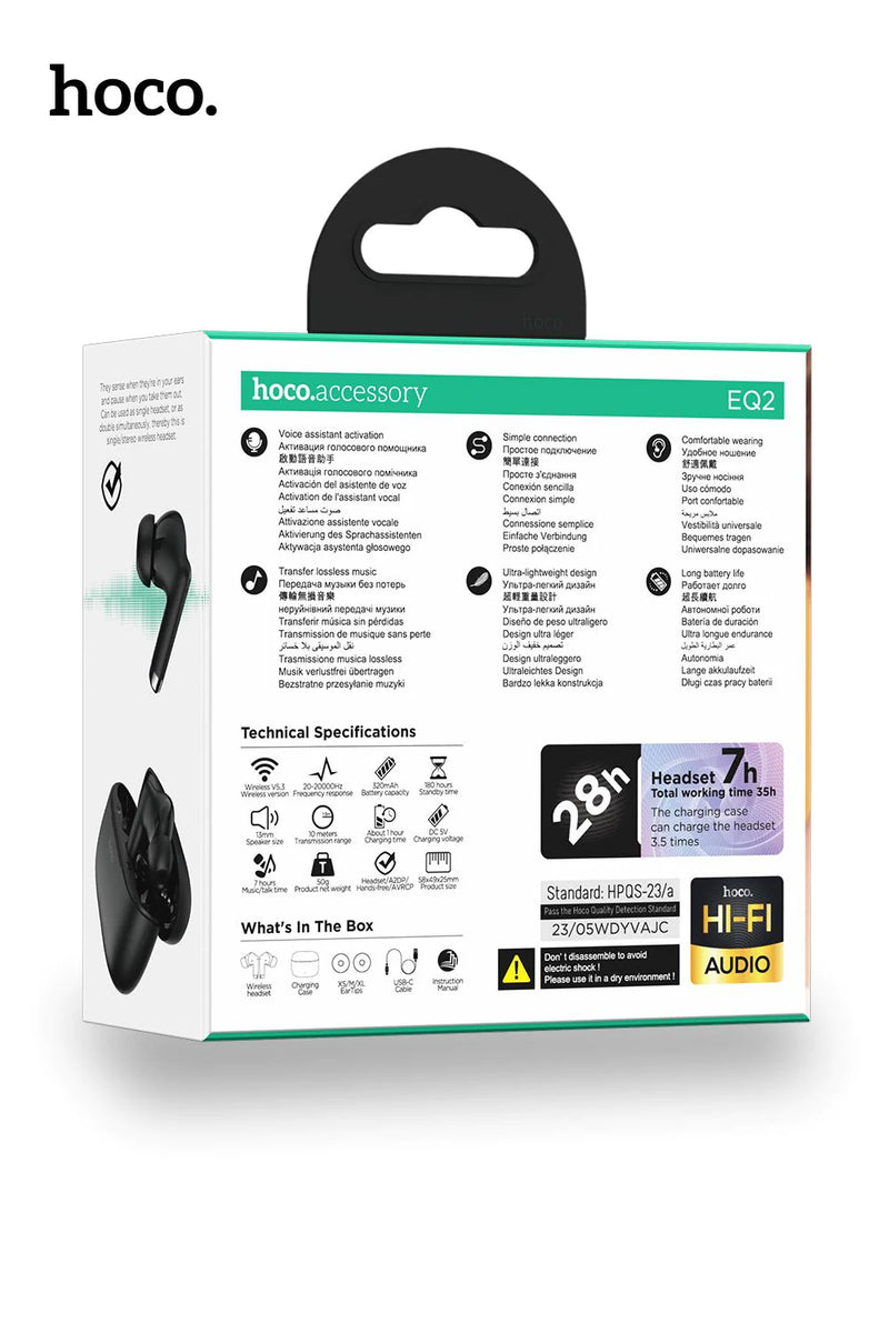 Hoco Bluetooth 5.3 Noise Cancelling TWS Wireless Earphones EQ2 – TEQ PTY LTD