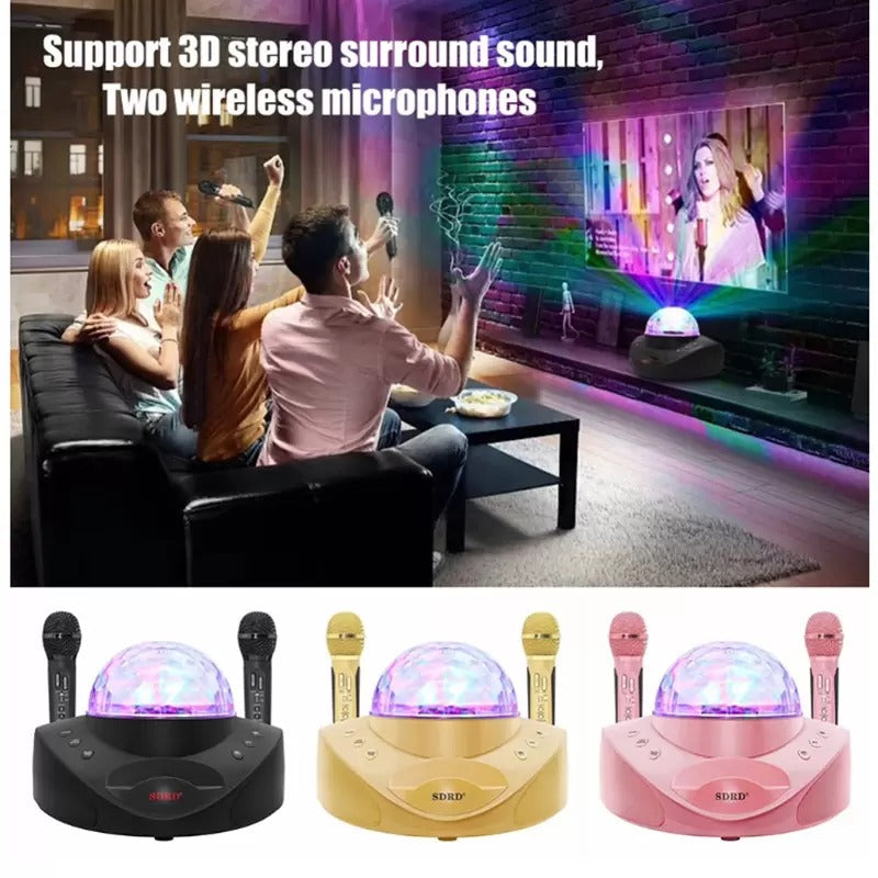 SDRD SD-308 2 in 1 Family KTV Portable Wireless Dual Microphone Blueto ...