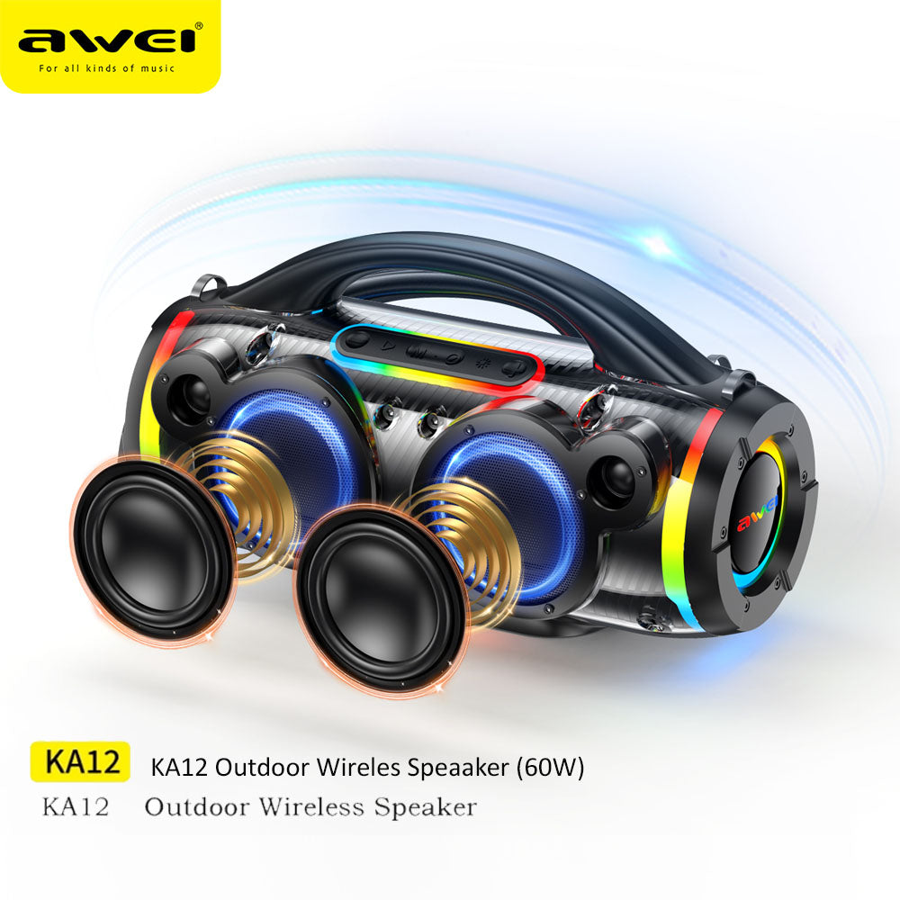 Awei KA12 Portable Wireless Speaker 60W Bluetooth 5.3 RGB Ambient Ligh ...