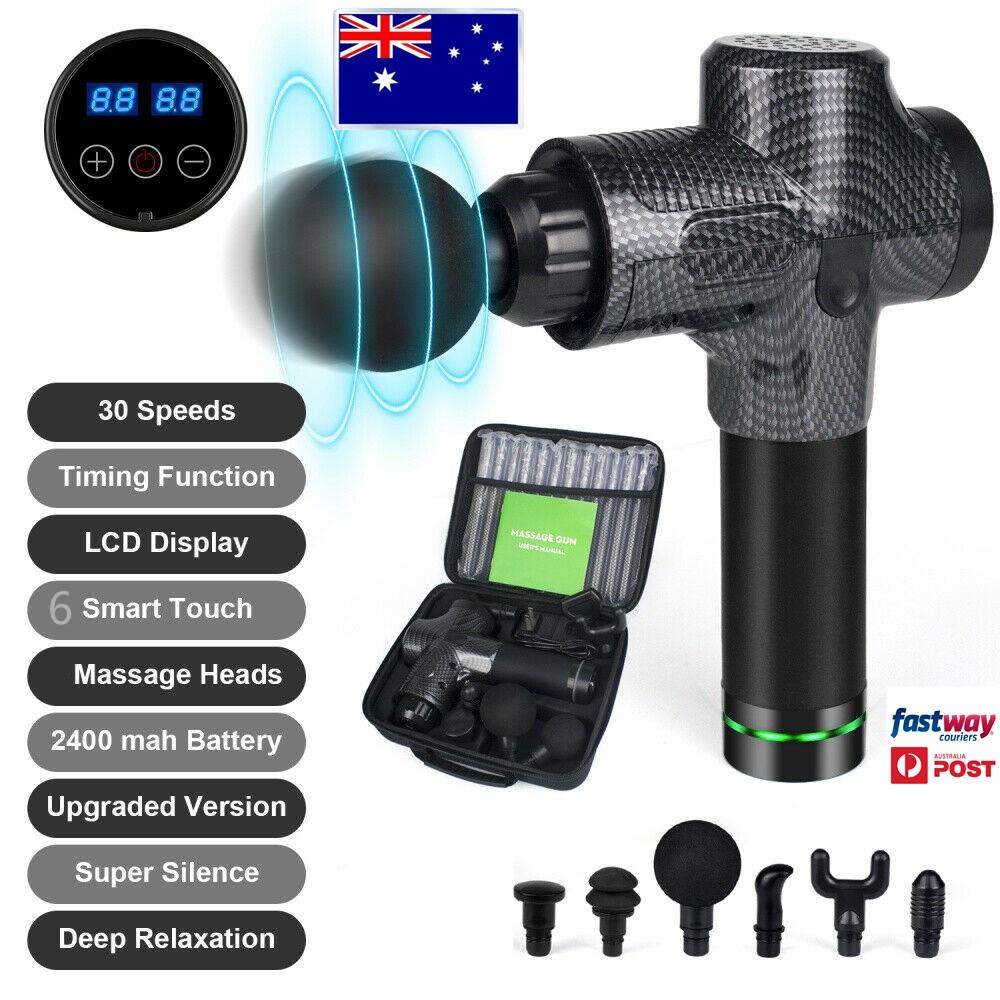 Super High Power 30 Speed XL Massage Gun 6 Heads Muscle with Carry Cas ...