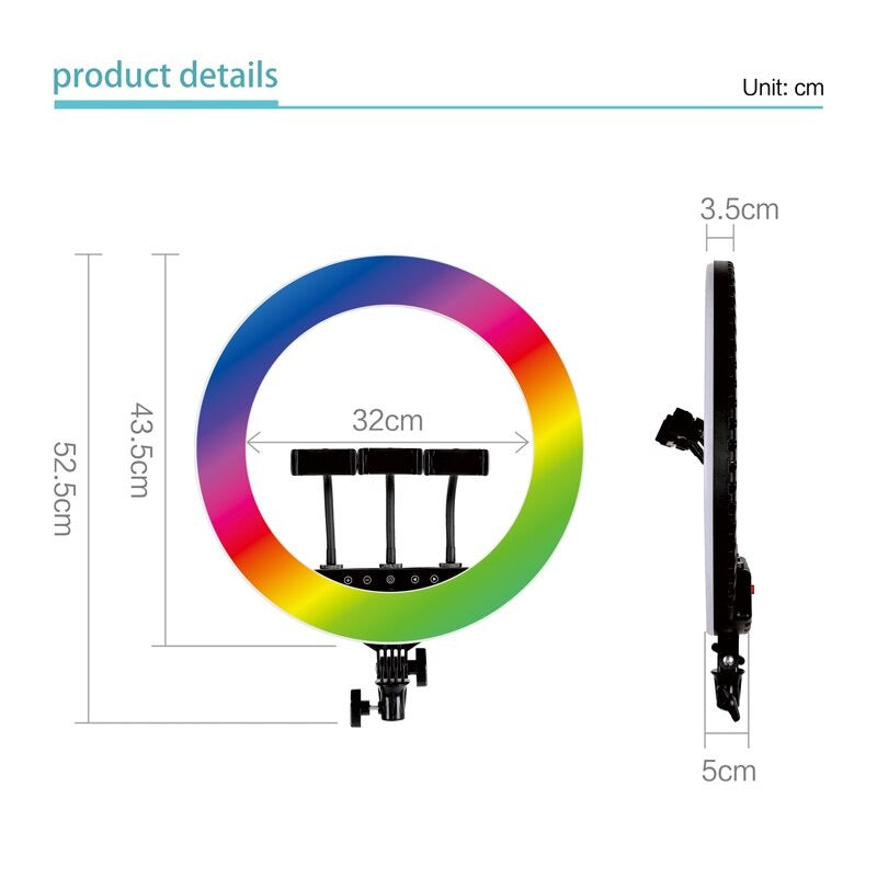 HQ 18 Inch RGB Ring Light tripod LED RingLight Selfie Ring Light – TEQ ...